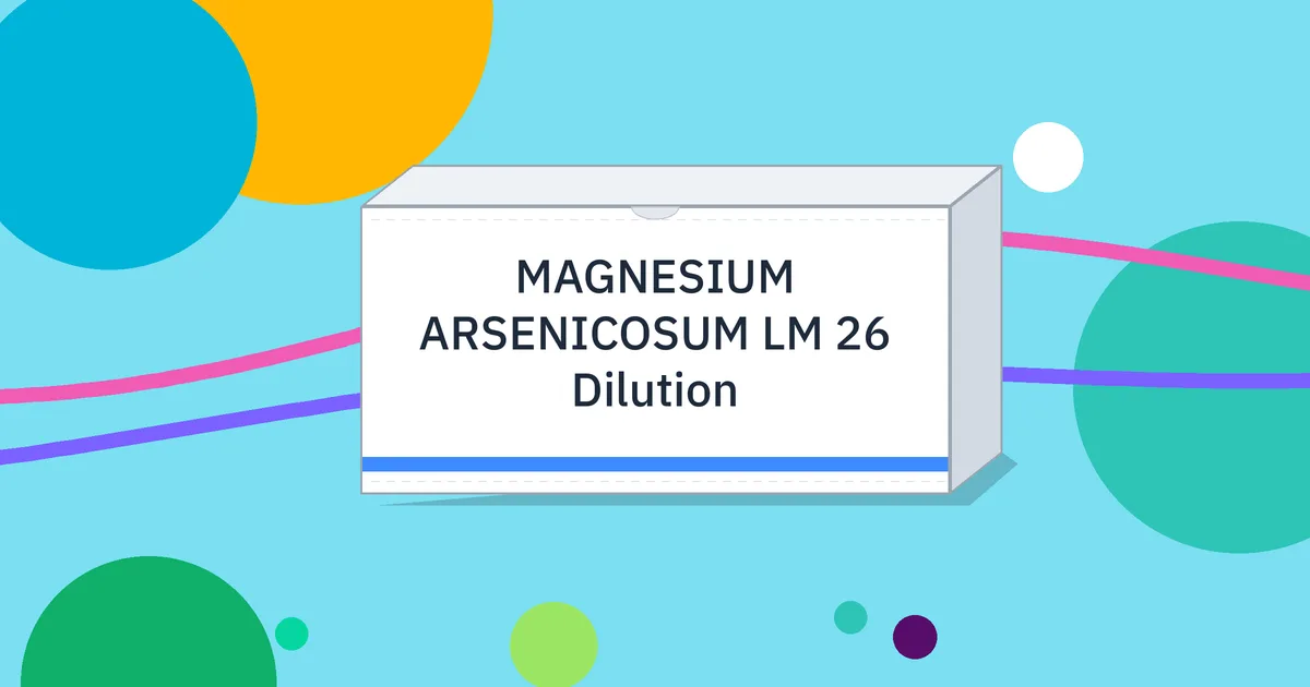 Symbolbild: Packung mit der Aufschrift MAGNESIUM ARSENICOSUM LM 26 Dilution (PZN 12936296) – Verfügbarkeit und Bezug in Apotheken in Frankfurt am Main