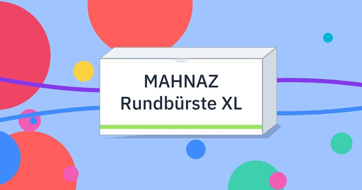 Symbolbild: Packung mit der Aufschrift MAHNAZ Rundbürste XL (PZN 15203453) – Verfügbarkeit und Bezug in Apotheken in Frankfurt am Main