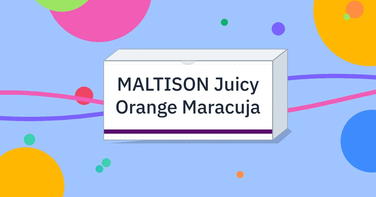 Symbolbild: Packung mit der Aufschrift MALTISON Juicy Orange Maracuja (PZN 19339853) – Verfügbarkeit und Bezug in Apotheken in Frankfurt am Main