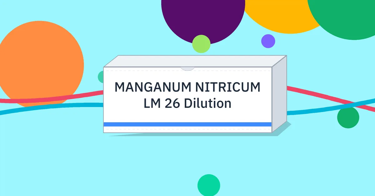Symbolbild: Packung mit der Aufschrift MANGANUM NITRICUM LM 26 Dilution (PZN 12944338) – Verfügbarkeit und Bezug in Apotheken in Frankfurt am Main