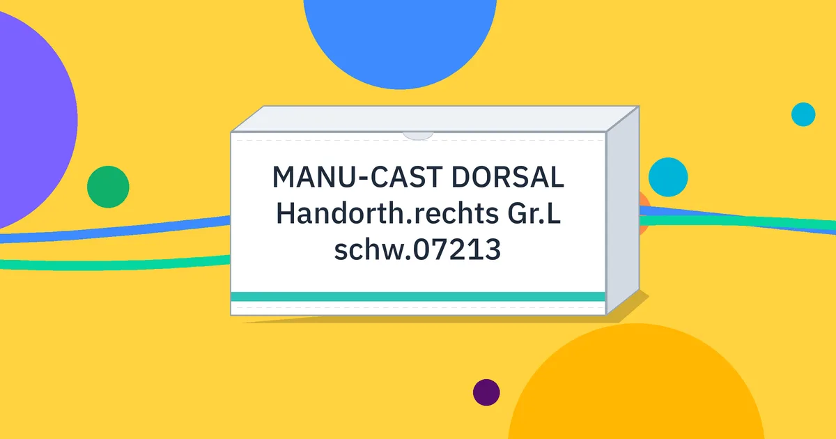 Symbolbild: Packung mit der Aufschrift MANU-CAST DORSAL Handorth.rechts Gr.L schw.07213 (PZN 05015673) – Verfügbarkeit und Bezug in Apotheken in Frankfurt am Main
