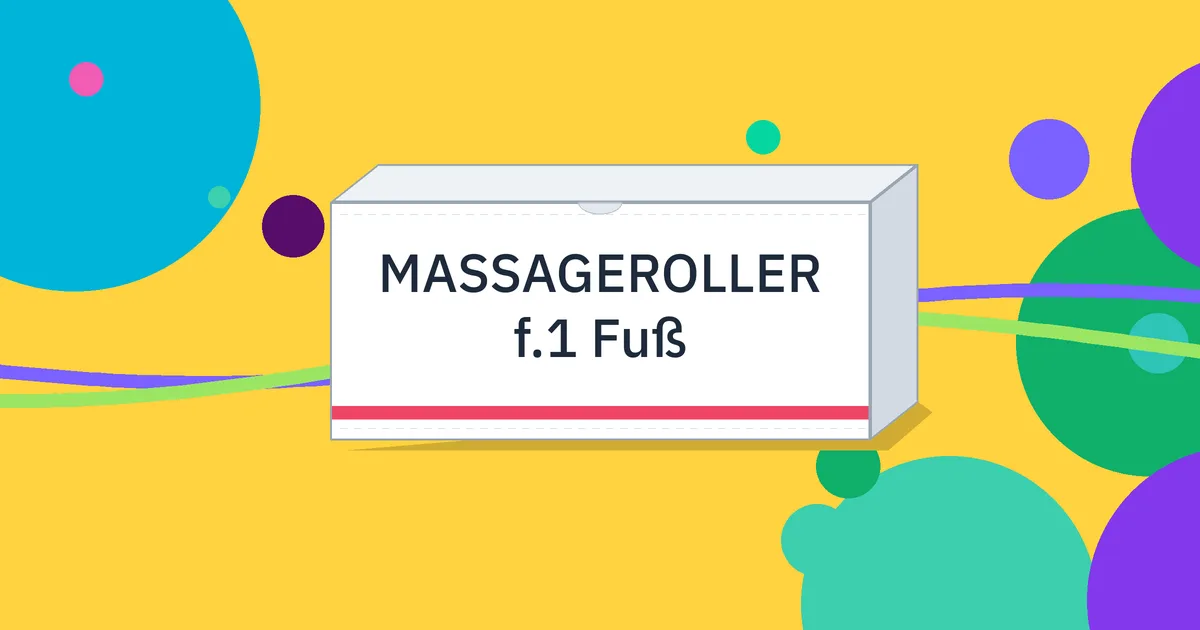 Symbolbild: Packung mit der Aufschrift MASSAGEROLLER f.1 Fuß (PZN 10076398) – Verfügbarkeit und Bezug in Apotheken in Frankfurt am Main