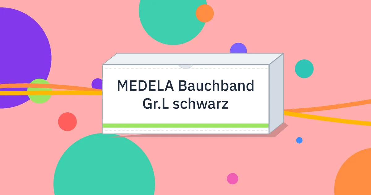 Symbolbild: Packung mit der Aufschrift MEDELA Bauchband Gr.L schwarz (PZN 16824329) – Verfügbarkeit und Bezug in Apotheken in Frankfurt am Main