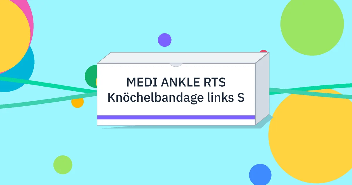 Symbolbild: Packung mit der Aufschrift MEDI ANKLE RTS Knöchelbandage links S (PZN 19891533) – Verfügbarkeit und Bezug in Apotheken in Frankfurt am Main