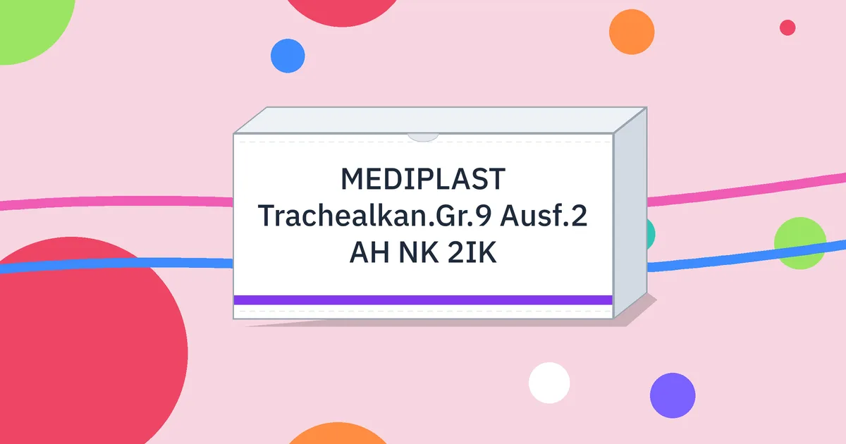 Symbolbild: Packung mit der Aufschrift MEDIPLAST Trachealkan.Gr.9 Ausf.2 AH NK 2IK (PZN 04525751) – Verfügbarkeit und Bezug in Apotheken in Frankfurt am Main