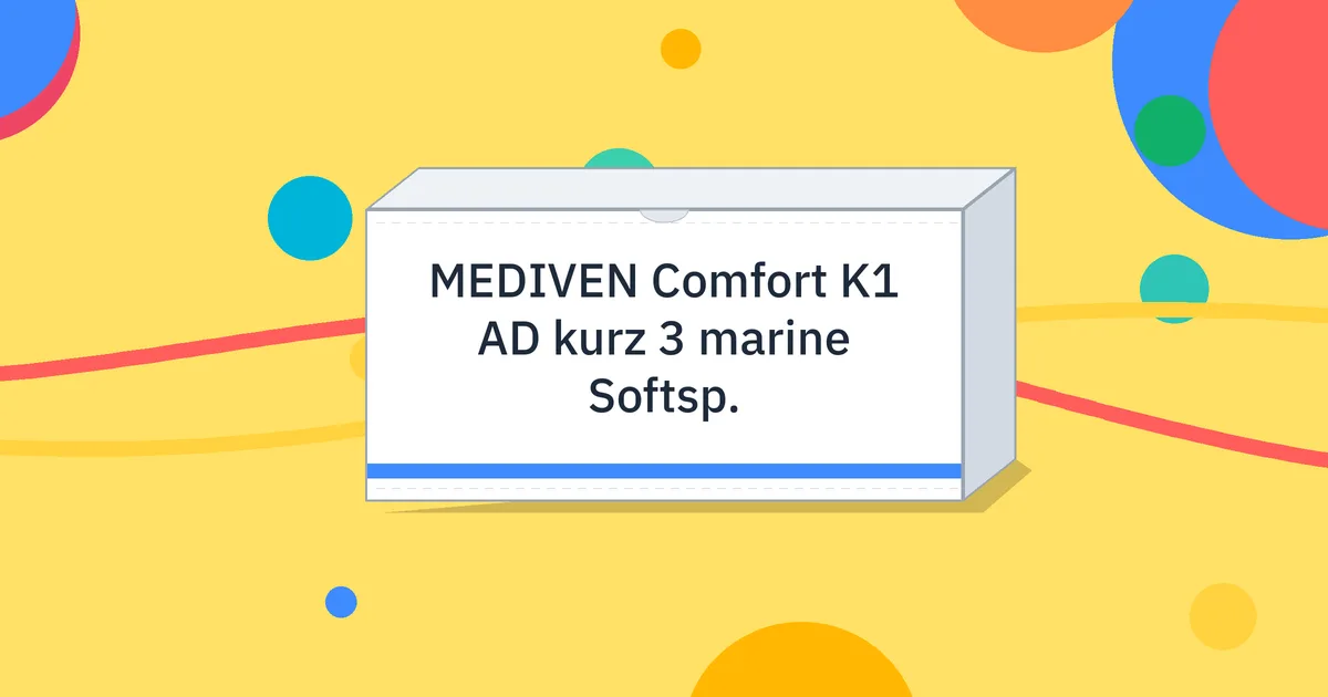 Symbolbild: Packung mit der Aufschrift MEDIVEN Comfort K1 AD kurz 3 marine Softsp. (PZN 14563623) – Verfügbarkeit und Bezug in Apotheken in Frankfurt am Main