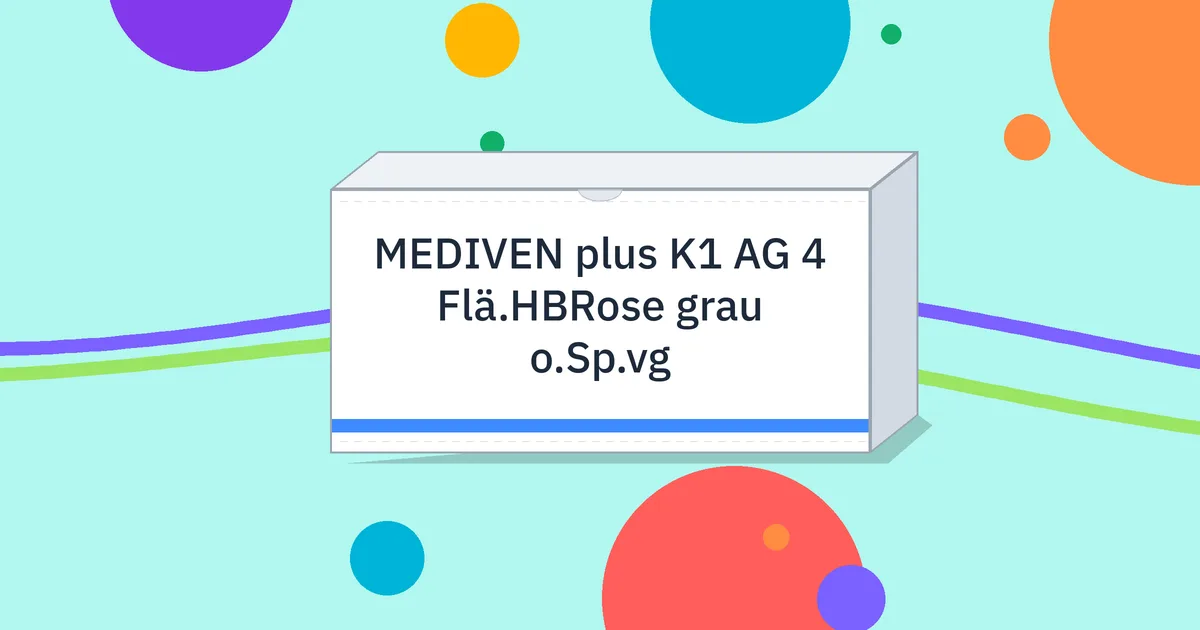 Symbolbild: Packung mit der Aufschrift MEDIVEN plus K1 AG 4 Flä.HBRose grau o.Sp.vg (PZN 18939717) – Verfügbarkeit und Bezug in Apotheken in Frankfurt am Main