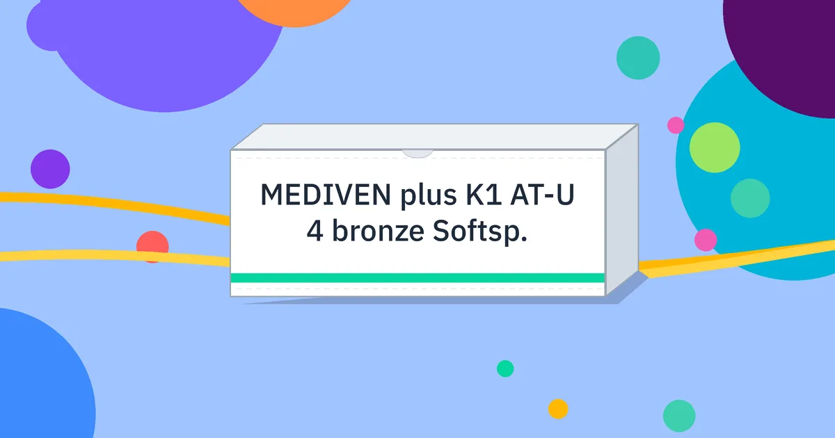 Symbolbild: Packung mit der Aufschrift MEDIVEN plus K1 AT-U 4 bronze Softsp. (PZN 15031124) – Verfügbarkeit und Bezug in Apotheken in Frankfurt am Main