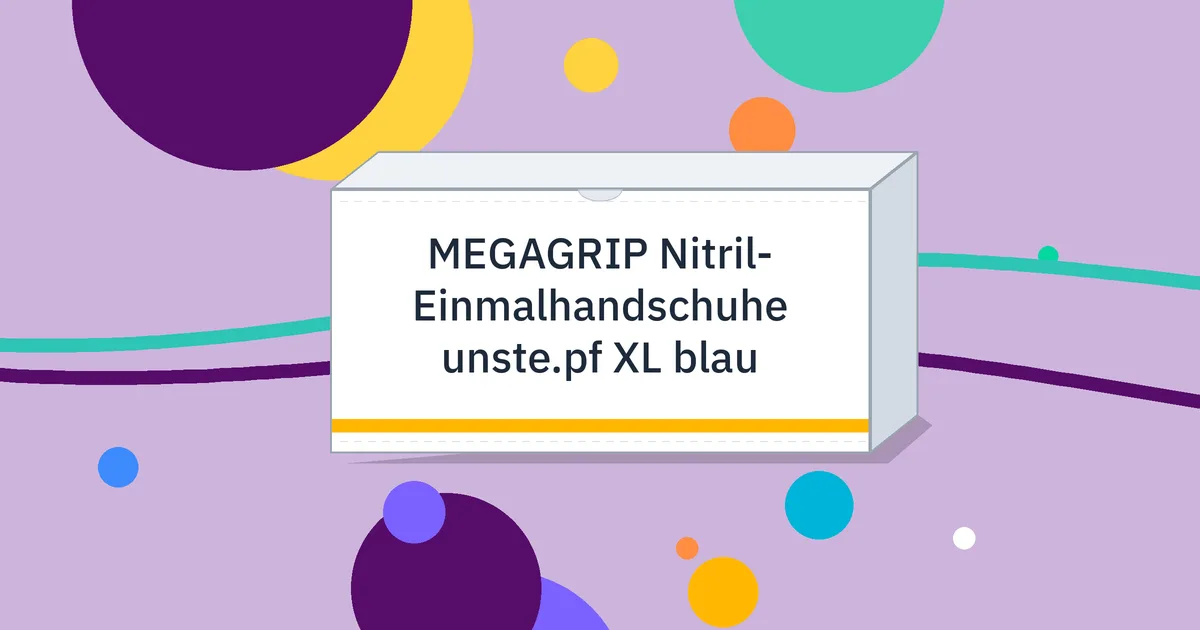 Symbolbild: Packung mit der Aufschrift MEGAGRIP Nitril-Einmalhandschuhe unste.pf XL blau (PZN 16733443) – Verfügbarkeit und Bezug in Apotheken in Frankfurt am Main