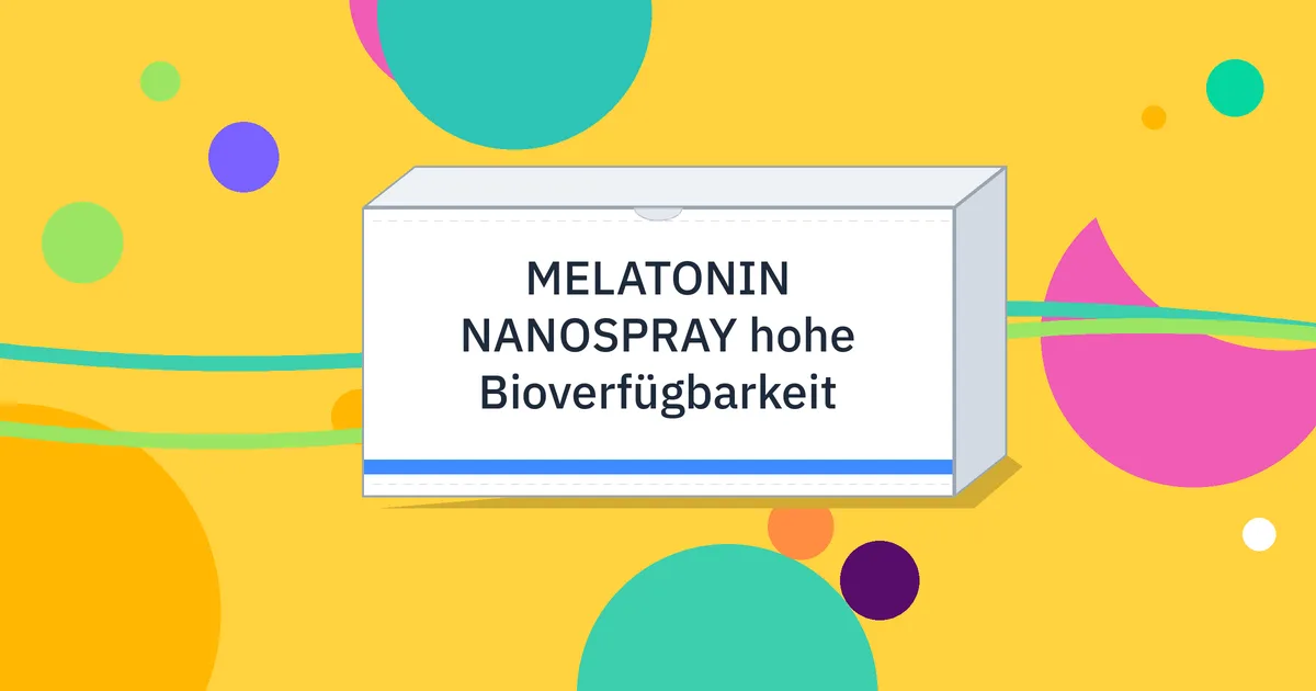 Symbolbild: Packung mit der Aufschrift MELATONIN NANOSPRAY hohe Bioverfügbarkeit (PZN 18677275) – Verfügbarkeit und Bezug in Apotheken in Frankfurt am Main