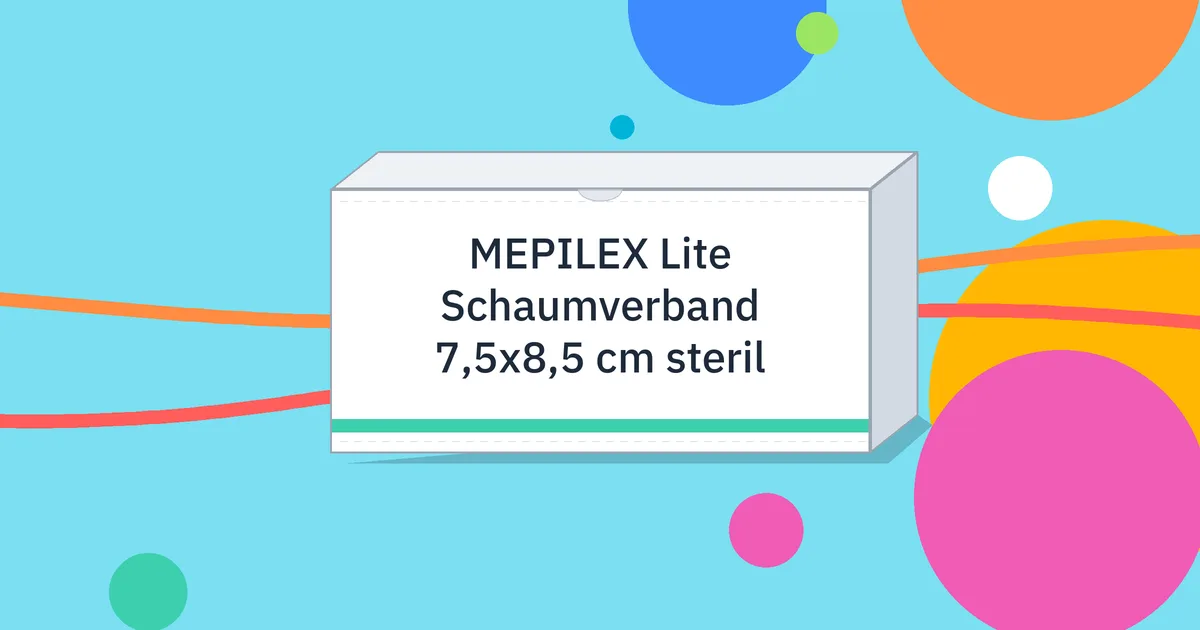 Symbolbild: Packung mit der Aufschrift MEPILEX Lite Schaumverband 7,5x8,5 cm steril (PZN 17626755) – Verfügbarkeit und Bezug in Apotheken in Frankfurt am Main