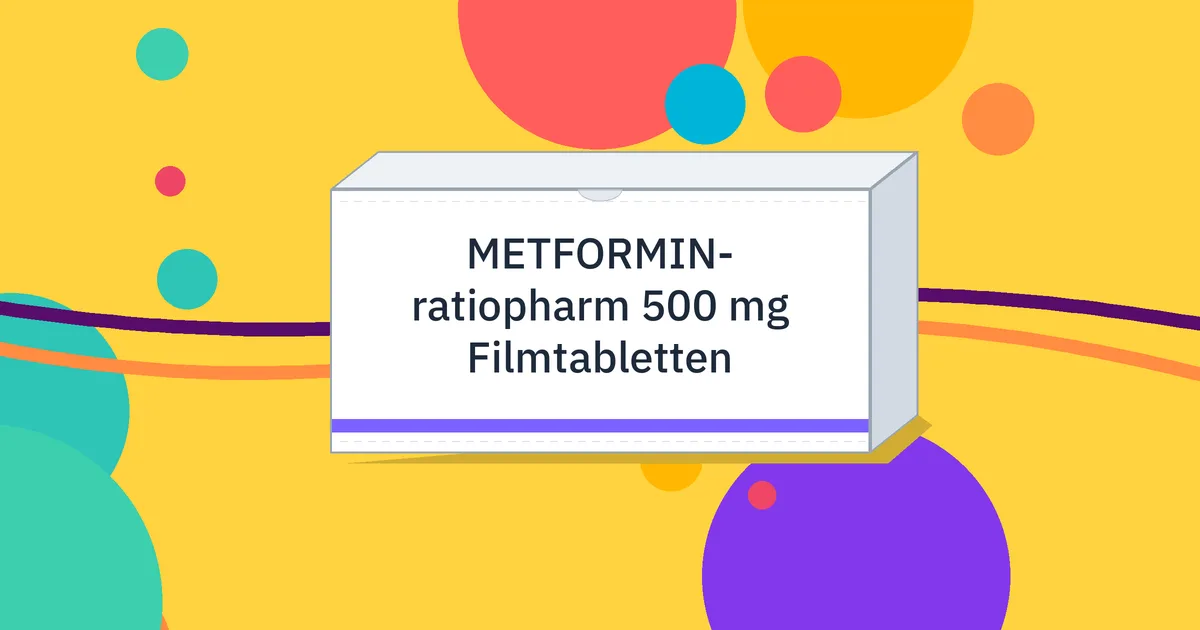 Symbolbild: Packung mit der Aufschrift METFORMIN-ratiopharm 500 mg Filmtabletten (PZN 00189730) – Verfügbarkeit und Bezug in Apotheken in Frankfurt am Main