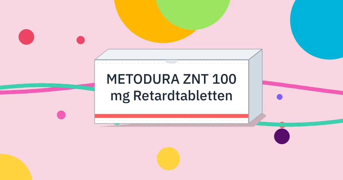 Symbolbild: Packung mit der Aufschrift METODURA ZNT 100 mg Retardtabletten (PZN 03928955) – Verfügbarkeit und Bezug in Apotheken in Frankfurt am Main
