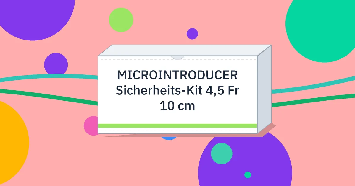 Symbolbild: Packung mit der Aufschrift MICROINTRODUCER Sicherheits-Kit 4,5 Fr 10 cm (PZN 12398947) – Verfügbarkeit und Bezug in Apotheken in Frankfurt am Main