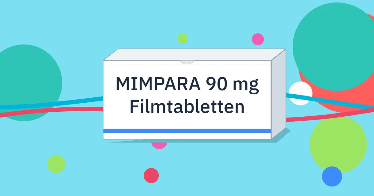 Symbolbild: Packung mit der Aufschrift MIMPARA 90 mg Filmtabletten (PZN 11881251) – Verfügbarkeit und Bezug in Apotheken in Frankfurt am Main