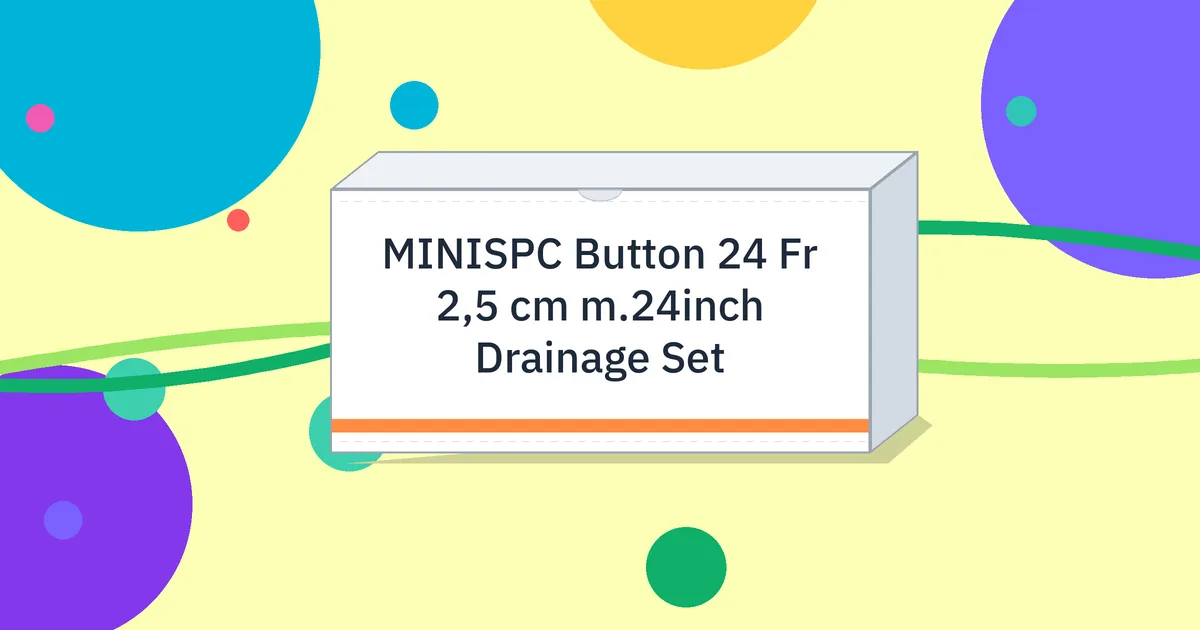 Symbolbild: Packung mit der Aufschrift MINISPC Button 24 Fr 2,5 cm m.24inch Drainage Set (PZN 20822508) – Verfügbarkeit und Bezug in Apotheken in Frankfurt am Main