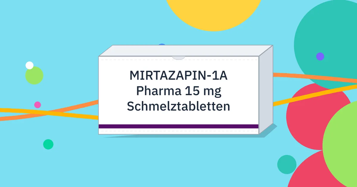 Symbolbild: Packung mit der Aufschrift MIRTAZAPIN-1A Pharma 15 mg Schmelztabletten (PZN 06320355) – Verfügbarkeit und Bezug in Apotheken in Frankfurt am Main