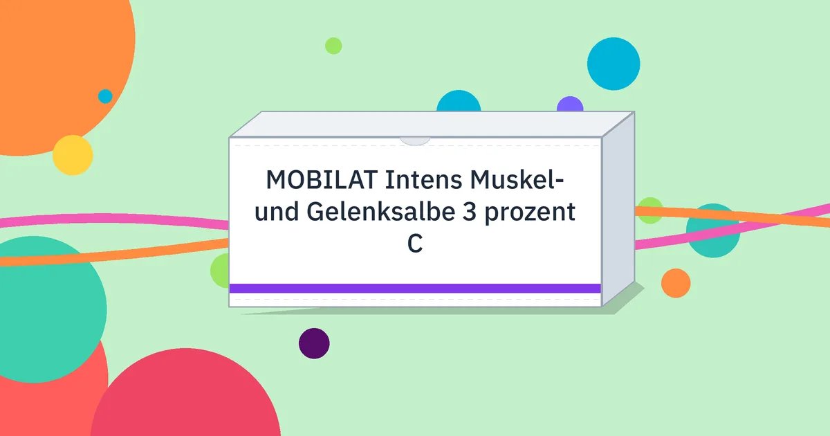 Symbolbild: Packung mit der Aufschrift MOBILAT Intens Muskel- und Gelenksalbe 3 prozent C (PZN 00412493) – Verfügbarkeit und Bezug in Apotheken in Frankfurt am Main