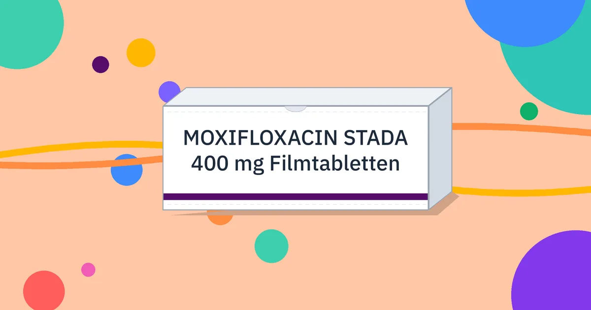 Symbolbild: Packung mit der Aufschrift MOXIFLOXACIN STADA 400 mg Filmtabletten (PZN 10251358) – Verfügbarkeit und Bezug in Apotheken in Frankfurt am Main