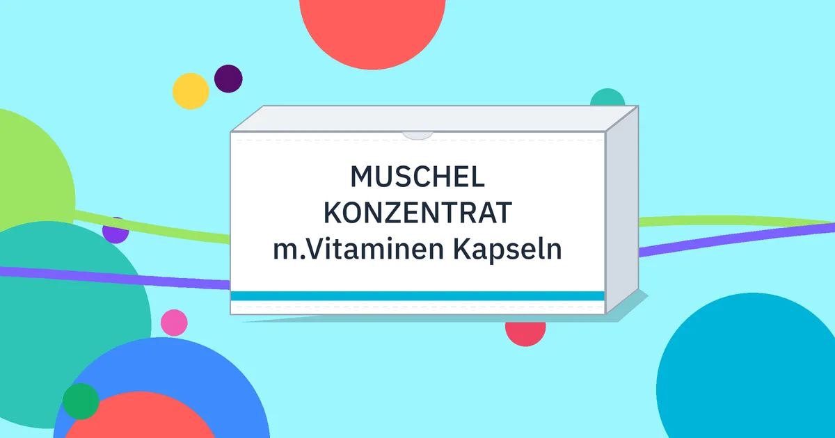 Symbolbild: Packung mit der Aufschrift MUSCHEL KONZENTRAT m.Vitaminen Kapseln (PZN 04122214) – Verfügbarkeit und Bezug in Apotheken in Frankfurt am Main