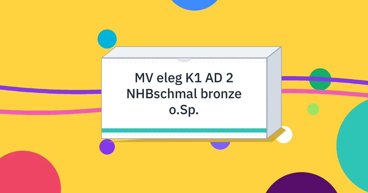 Symbolbild: Packung mit der Aufschrift MV eleg K1 AD 2 NHBschmal bronze o.Sp. (PZN 15673650) – Verfügbarkeit und Bezug in Apotheken in Frankfurt am Main
