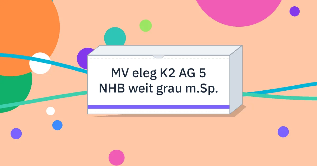 Symbolbild: Packung mit der Aufschrift MV eleg K2 AG 5 NHB weit grau m.Sp. (PZN 18928553) – Verfügbarkeit und Bezug in Apotheken in Frankfurt am Main
