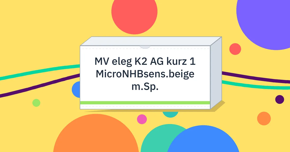 Symbolbild: Packung mit der Aufschrift MV eleg K2 AG kurz 1 MicroNHBsens.beige m.Sp. (PZN 15710256) – Verfügbarkeit und Bezug in Apotheken in Frankfurt am Main