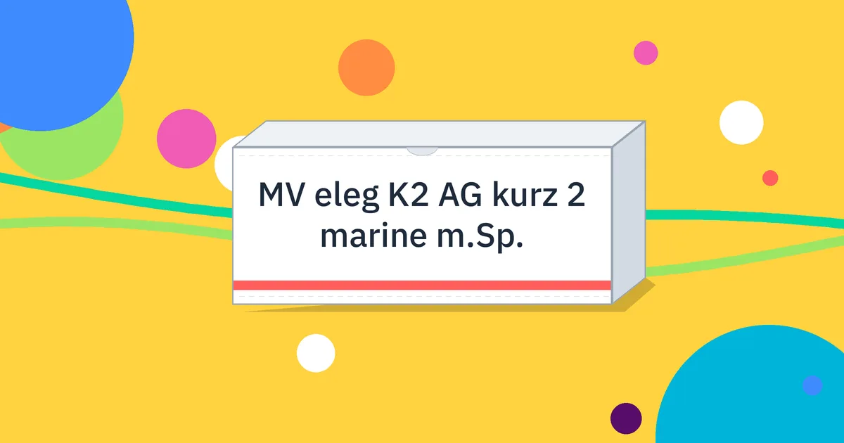 Symbolbild: Packung mit der Aufschrift MV eleg K2 AG kurz 2 marine m.Sp. (PZN 14607970) – Verfügbarkeit und Bezug in Apotheken in Frankfurt am Main