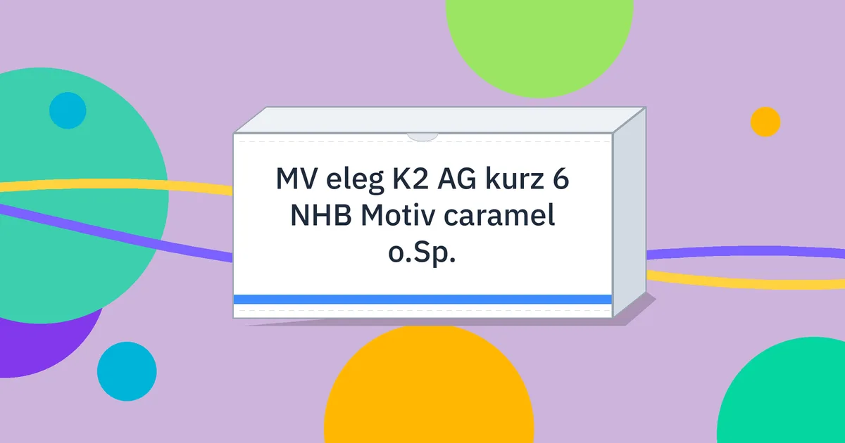 Symbolbild: Packung mit der Aufschrift MV eleg K2 AG kurz 6 NHB Motiv caramel o.Sp. (PZN 15708615) – Verfügbarkeit und Bezug in Apotheken in Frankfurt am Main