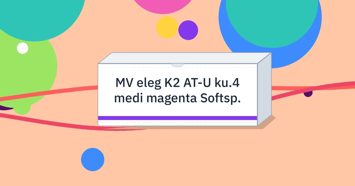 Symbolbild: Packung mit der Aufschrift MV eleg K2 AT-U ku.4 medi magenta Softsp. (PZN 15291894) – Verfügbarkeit und Bezug in Apotheken in Frankfurt am Main