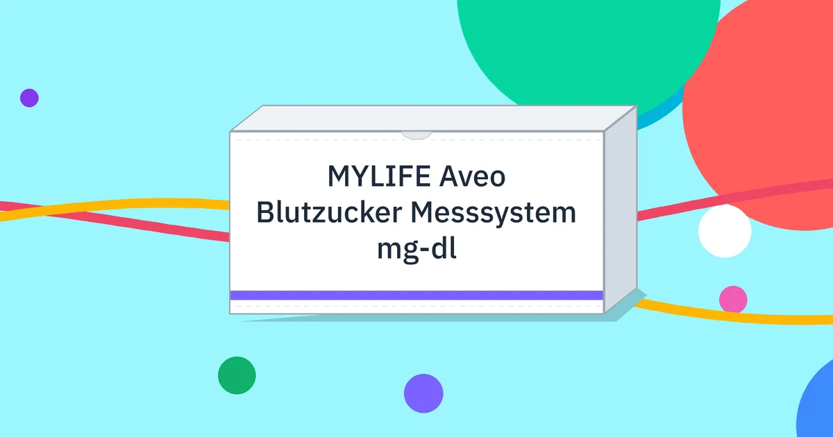 Symbolbild: Packung mit der Aufschrift MYLIFE Aveo Blutzucker Messsystem mg-dl (PZN 16198582) – Verfügbarkeit und Bezug in Apotheken in Frankfurt am Main
