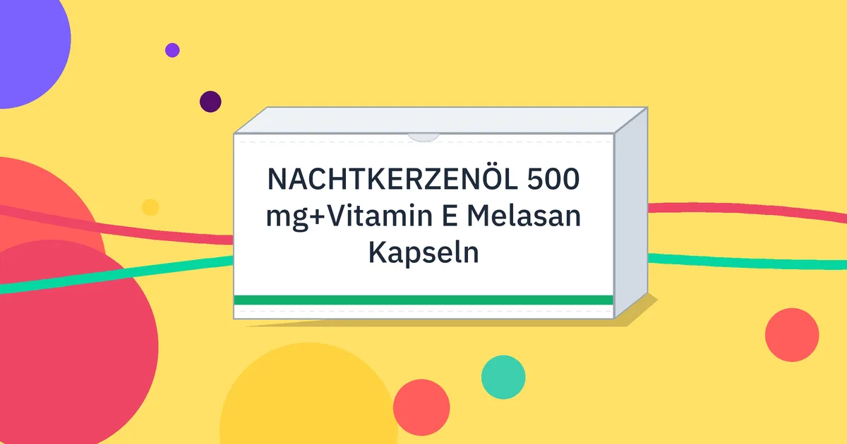 Symbolbild: Packung mit der Aufschrift NACHTKERZENÖL 500 mg+Vitamin E Melasan Kapseln (PZN 08902771) – Verfügbarkeit und Bezug in Apotheken in Frankfurt am Main