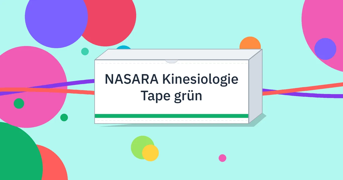 Symbolbild: Packung mit der Aufschrift NASARA Kinesiologie Tape grün (PZN 03426886) – Verfügbarkeit und Bezug in Apotheken in Frankfurt am Main