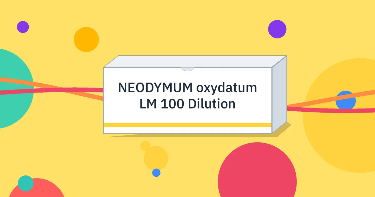 Symbolbild: Packung mit der Aufschrift NEODYMUM oxydatum LM 100 Dilution (PZN 13617995) – Verfügbarkeit und Bezug in Apotheken in Frankfurt am Main