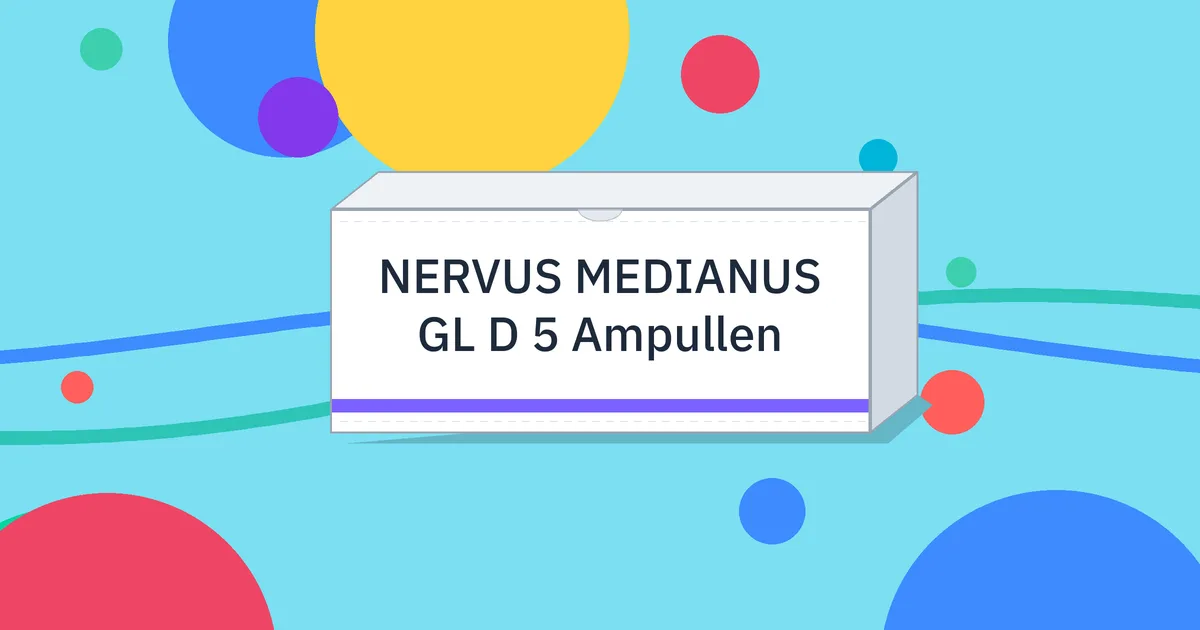 Symbolbild: Packung mit der Aufschrift NERVUS MEDIANUS GL D 5 Ampullen (PZN 02940279) – Verfügbarkeit und Bezug in Apotheken in Frankfurt am Main