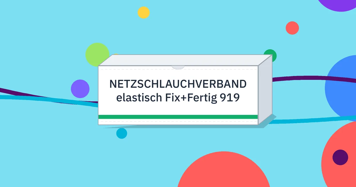 Symbolbild: Packung mit der Aufschrift NETZSCHLAUCHVERBAND elastisch Fix+Fertig 919 (PZN 02092503) – Verfügbarkeit und Bezug in Apotheken in Frankfurt am Main