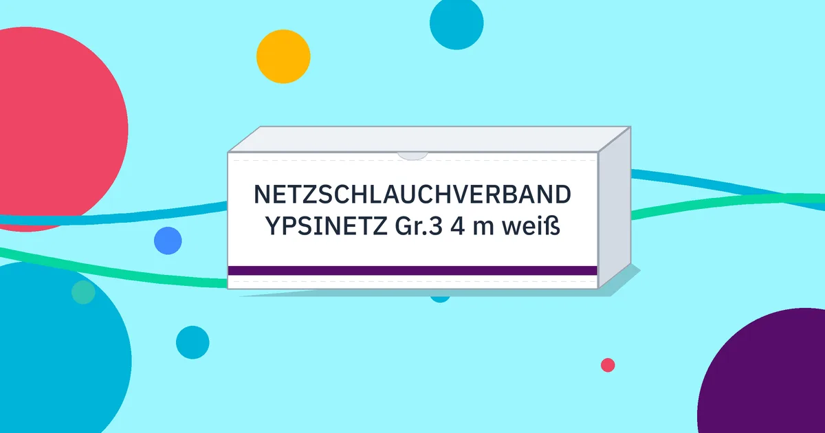 Symbolbild: Packung mit der Aufschrift NETZSCHLAUCHVERBAND YPSINETZ Gr.3 4 m weiß (PZN 02770995) – Verfügbarkeit und Bezug in Apotheken in Frankfurt am Main
