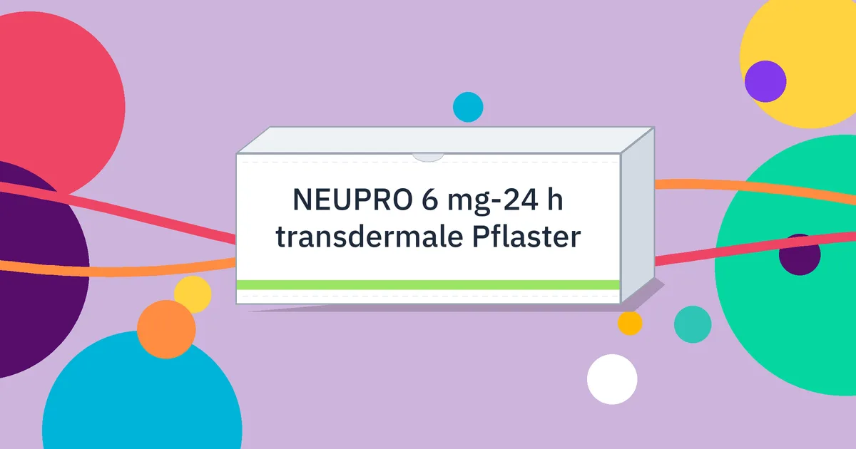 Symbolbild: Packung mit der Aufschrift NEUPRO 6 mg-24 h transdermale Pflaster (PZN 09339763) – Verfügbarkeit und Bezug in Apotheken in Frankfurt am Main