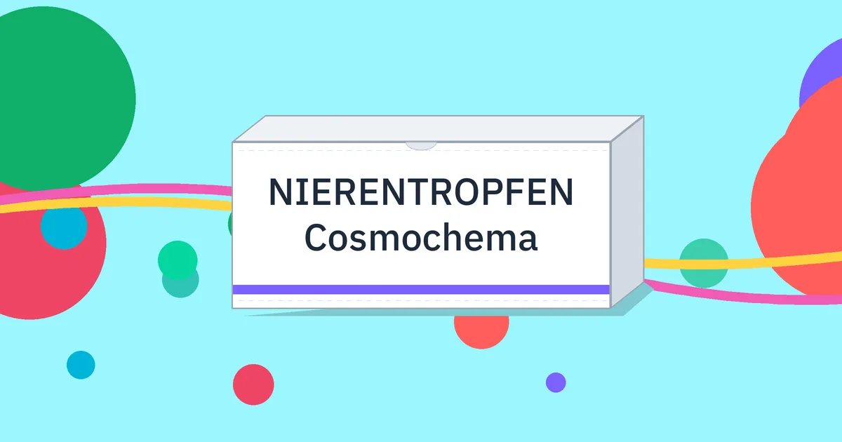 Symbolbild: Packung mit der Aufschrift NIERENTROPFEN Cosmochema (PZN 03915042) – Verfügbarkeit und Bezug in Apotheken in Frankfurt am Main