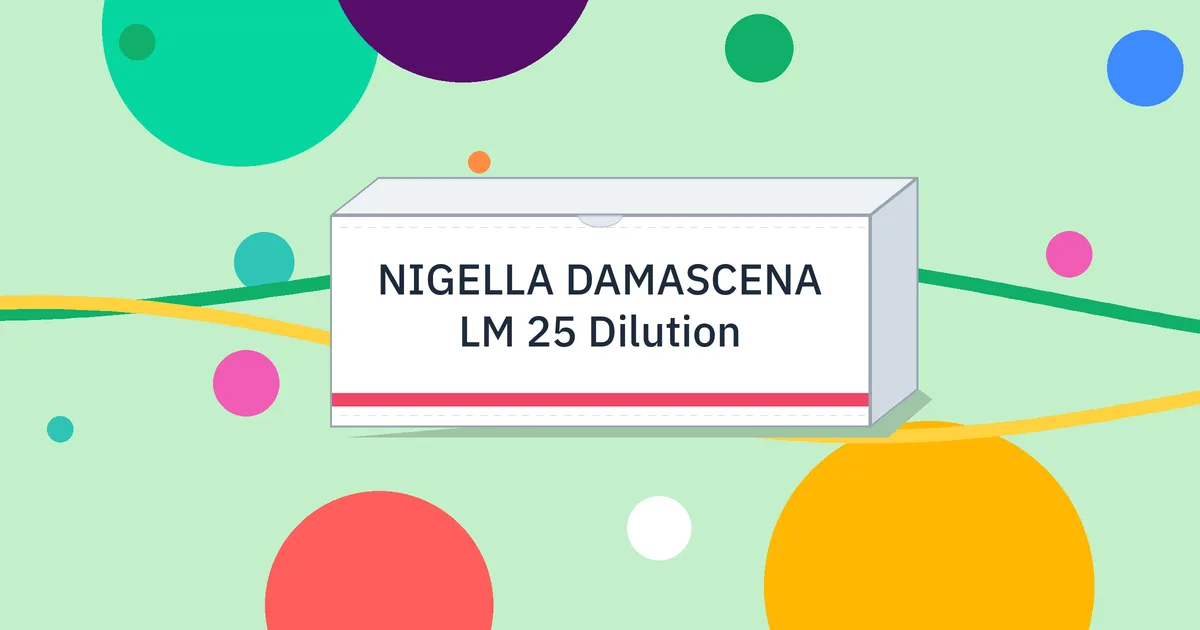 Symbolbild: Packung mit der Aufschrift NIGELLA DAMASCENA LM 25 Dilution (PZN 13618351) – Verfügbarkeit und Bezug in Apotheken in Frankfurt am Main
