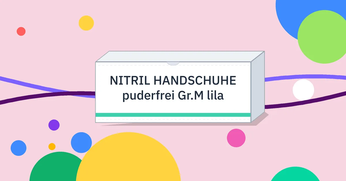 Symbolbild: Packung mit der Aufschrift NITRIL HANDSCHUHE puderfrei Gr.M lila (PZN 03761113) – Verfügbarkeit und Bezug in Apotheken in Frankfurt am Main