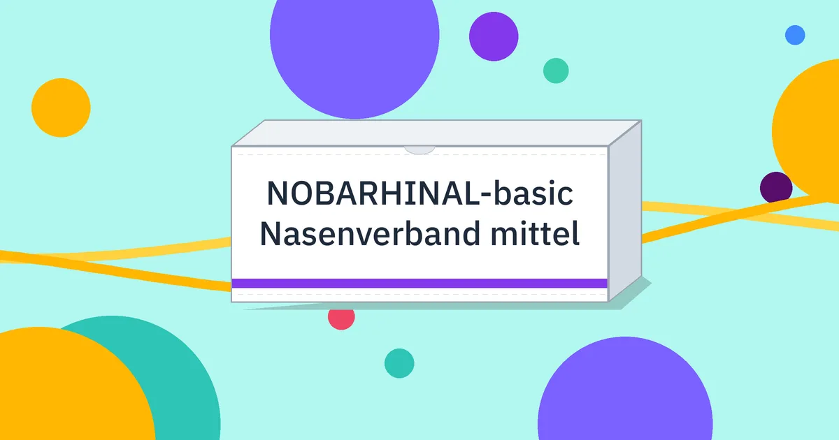 Symbolbild: Packung mit der Aufschrift NOBARHINAL-basic Nasenverband mittel (PZN 11048665) – Verfügbarkeit und Bezug in Apotheken in Frankfurt am Main