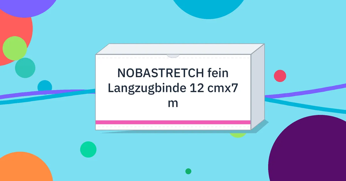 Symbolbild: Packung mit der Aufschrift NOBASTRETCH fein Langzugbinde 12 cmx7 m (PZN 01419669) – Verfügbarkeit und Bezug in Apotheken in Frankfurt am Main