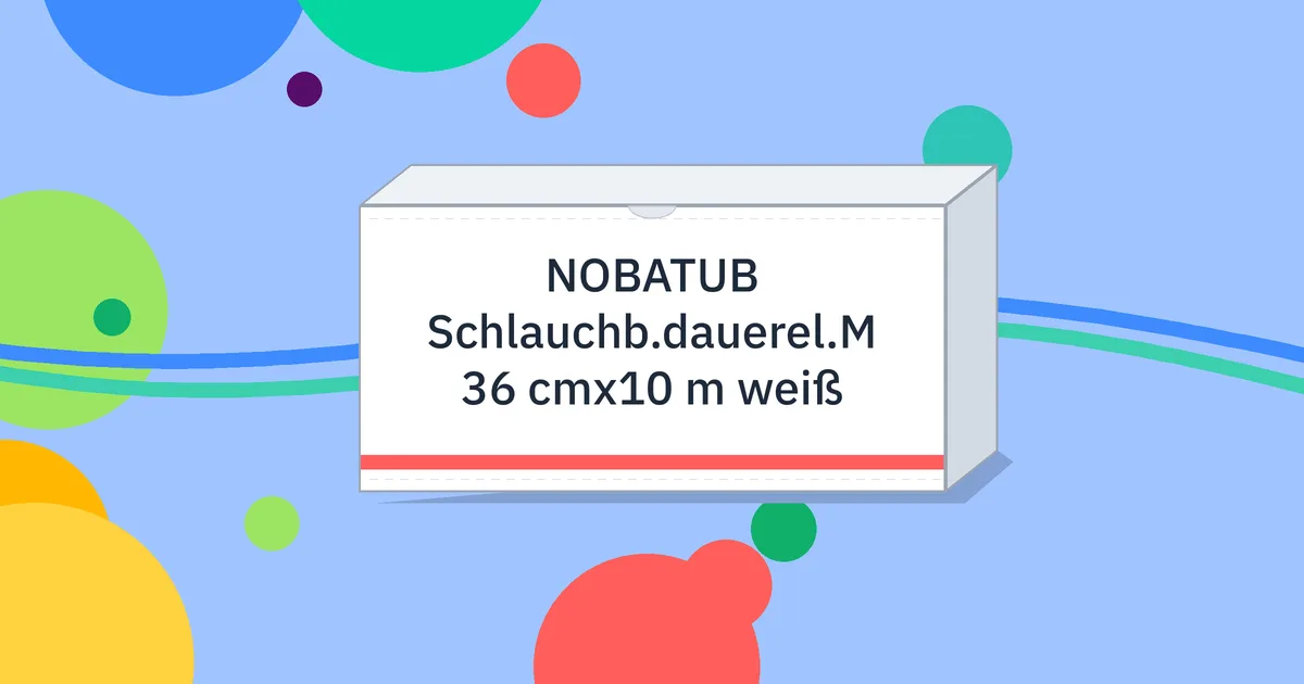 Symbolbild: Packung mit der Aufschrift NOBATUB Schlauchb.dauerel.M 36 cmx10 m weiß (PZN 07094211) – Verfügbarkeit und Bezug in Apotheken in Frankfurt am Main