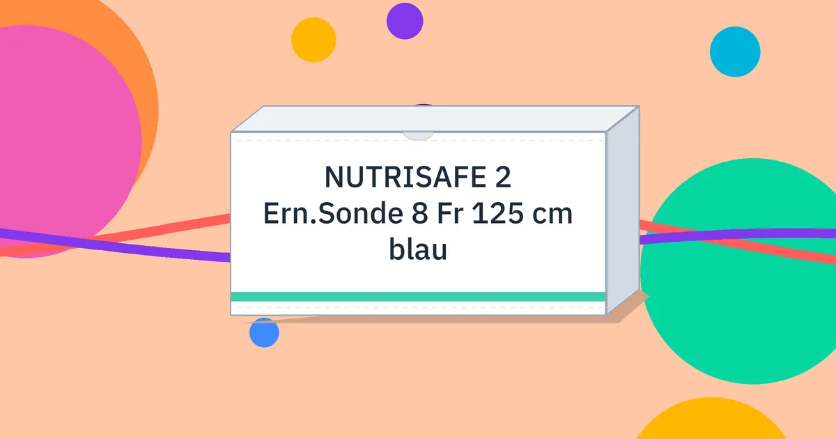 Symbolbild: Packung mit der Aufschrift NUTRISAFE 2 Ern.Sonde 8 Fr 125 cm blau (PZN 12907515) – Verfügbarkeit und Bezug in Apotheken in Frankfurt am Main