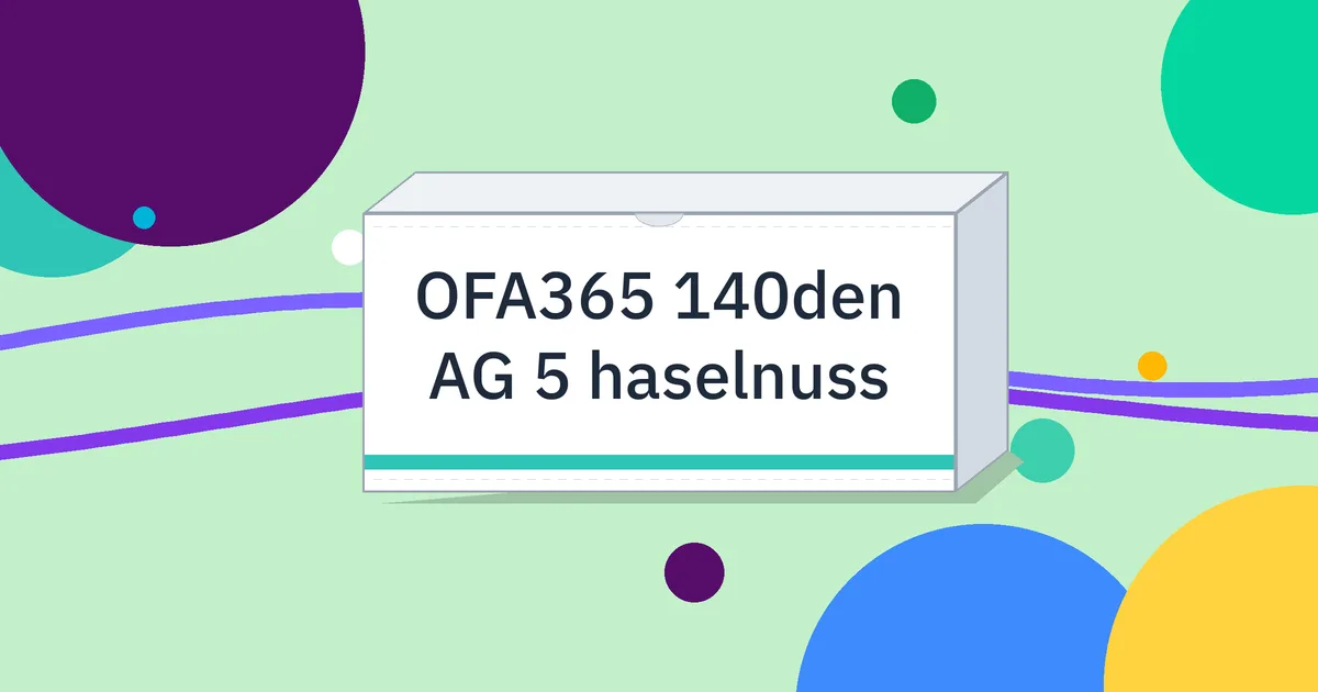Symbolbild: Packung mit der Aufschrift OFA365 140den AG 5 haselnuss (PZN 16723077) – Verfügbarkeit und Bezug in Apotheken in Frankfurt am Main