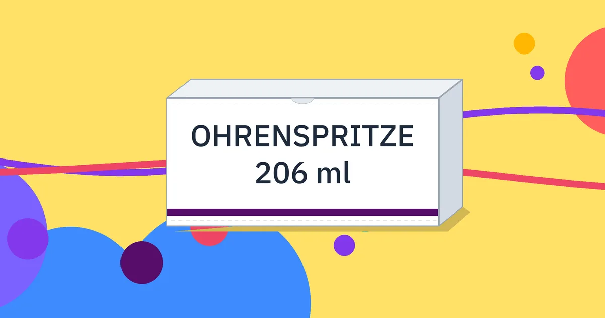 Symbolbild: Packung mit der Aufschrift OHRENSPRITZE 206 ml (PZN 18826290) – Verfügbarkeit und Bezug in Apotheken in Frankfurt am Main