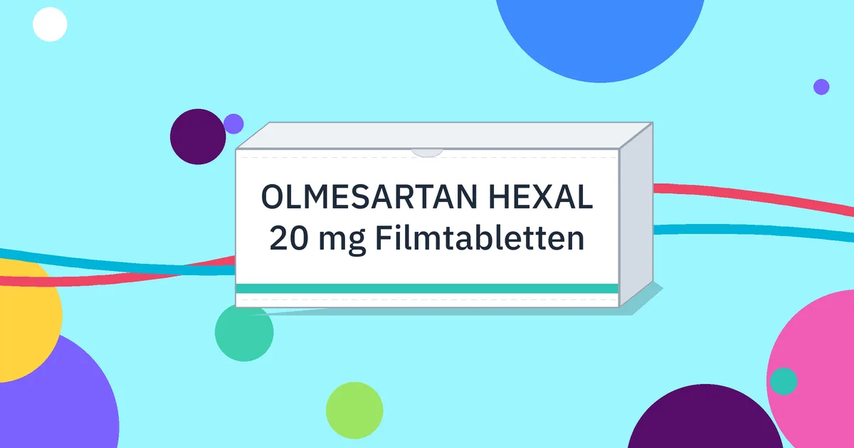 Symbolbild: Packung mit der Aufschrift OLMESARTAN HEXAL 20 mg Filmtabletten (PZN 11874794) – Verfügbarkeit und Bezug in Apotheken in Frankfurt am Main