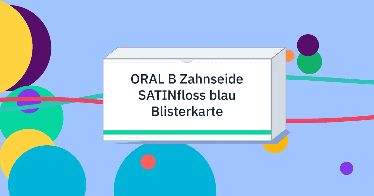 Symbolbild: Packung mit der Aufschrift ORAL B Zahnseide SATINfloss blau Blisterkarte (PZN 02516185) – Verfügbarkeit und Bezug in Apotheken in Frankfurt am Main