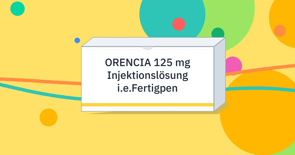 Symbolbild: Packung mit der Aufschrift ORENCIA 125 mg Injektionslösung i.e.Fertigpen (PZN 17570782) – Verfügbarkeit und Bezug in Apotheken in Frankfurt am Main